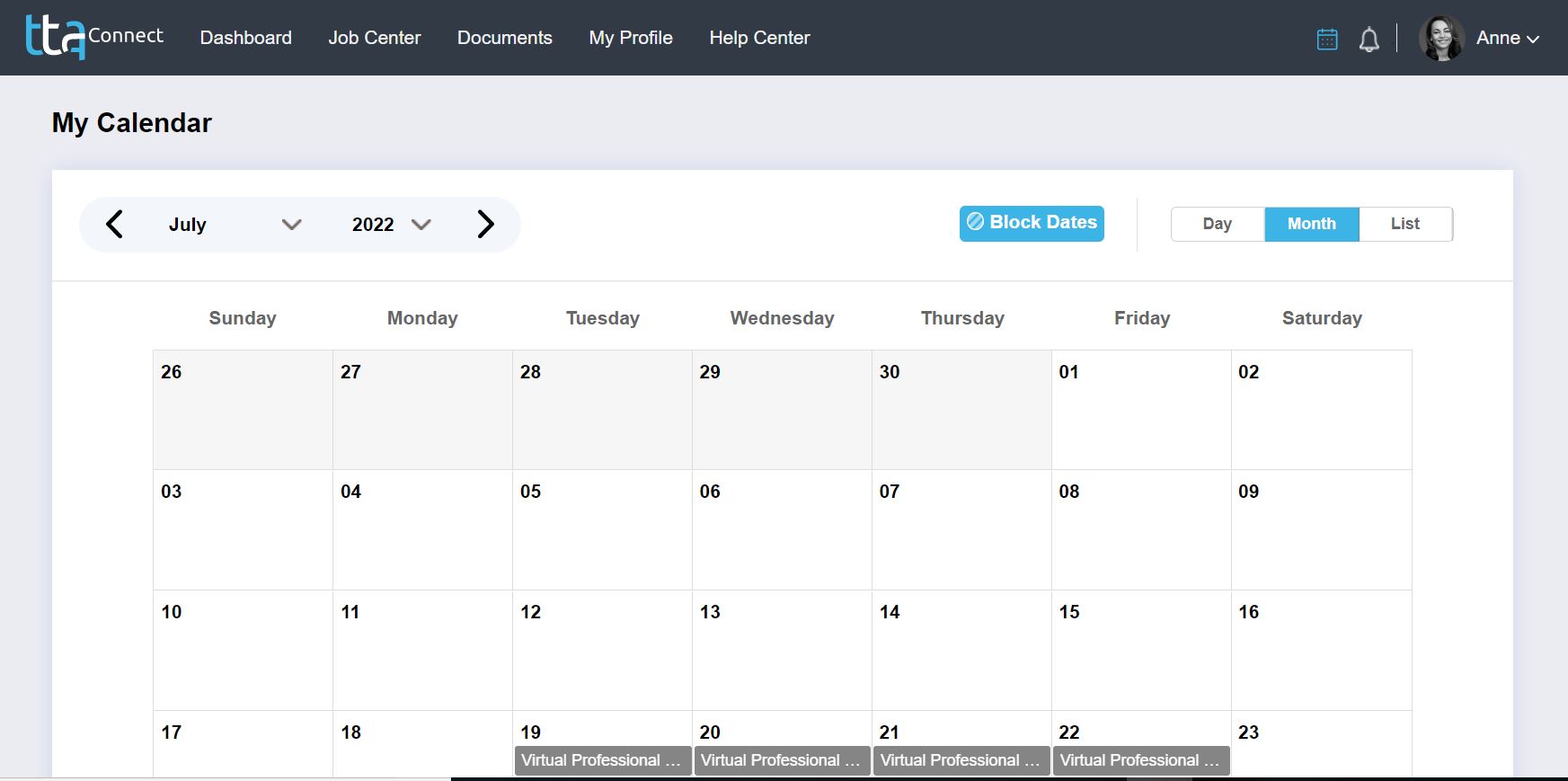 TTA Connect Help Center - My Calendar - TTA Connect Help Center